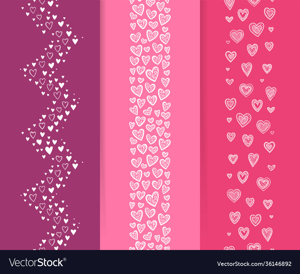 Collection valentines day borders hand drawn Vector Image