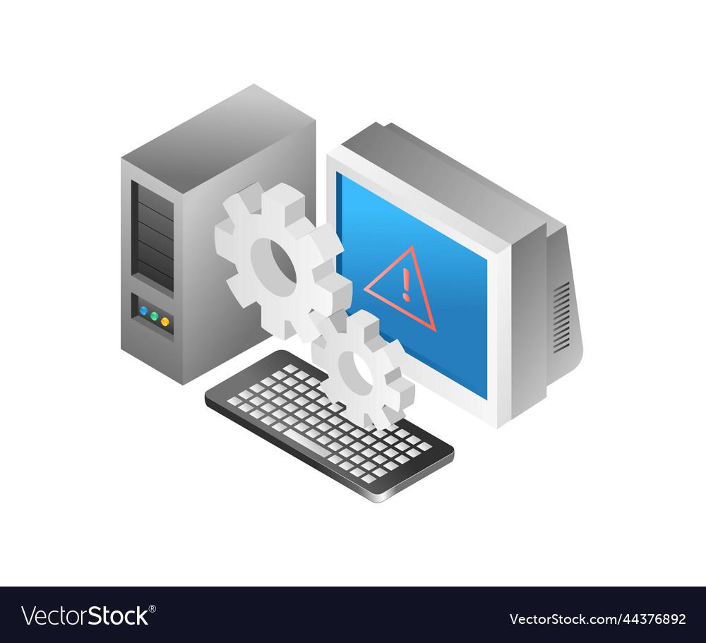 Flat isometric concept computer installation Vector Image