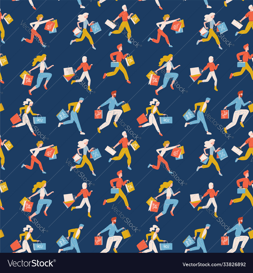 Flat seamless pattern trendy running girls and Vector Image