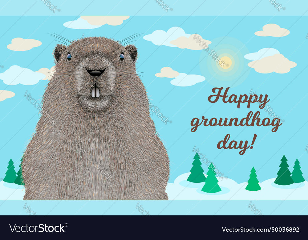 Happy groundhog day greeting card Royalty Free Vector Image