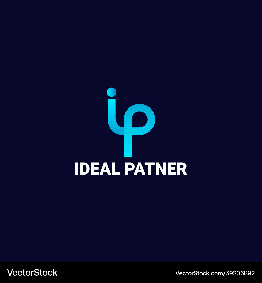 Ideal partner ip letter minimalist abstract logo Vector Image
