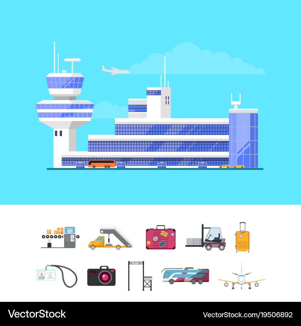 International passenger airport guide template Vector Image
