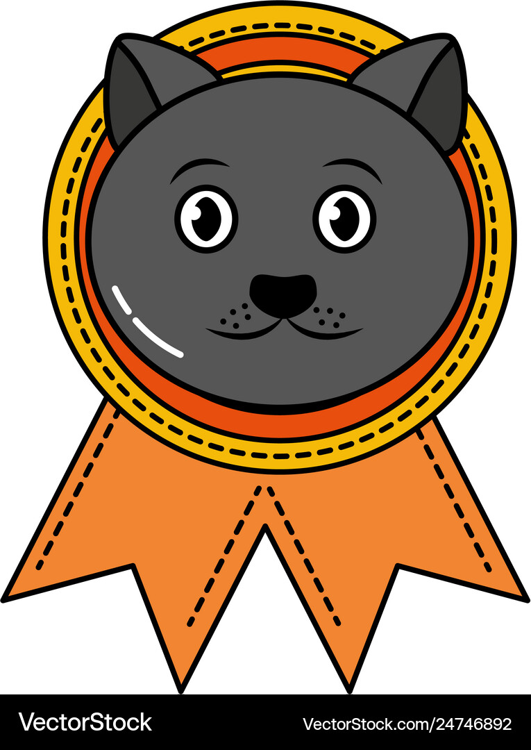 Medal award with cat head prize Royalty Free Vector Image