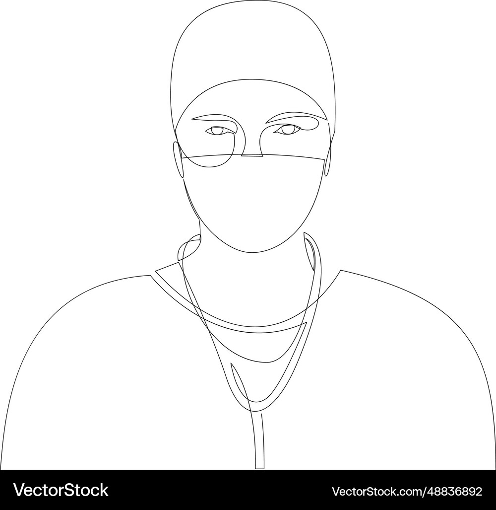 One continuous line drawing of medical worker Vector Image