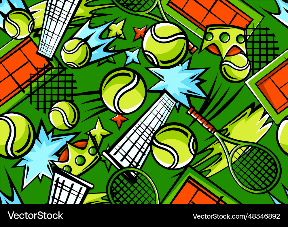 Pattern with tennis items sport club Royalty Free Vector