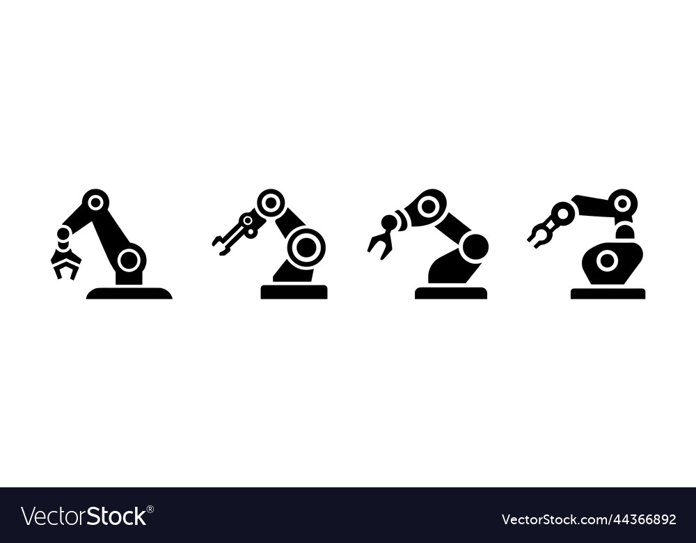Robotic hand manipulator silhouette symbol icon Vector Image