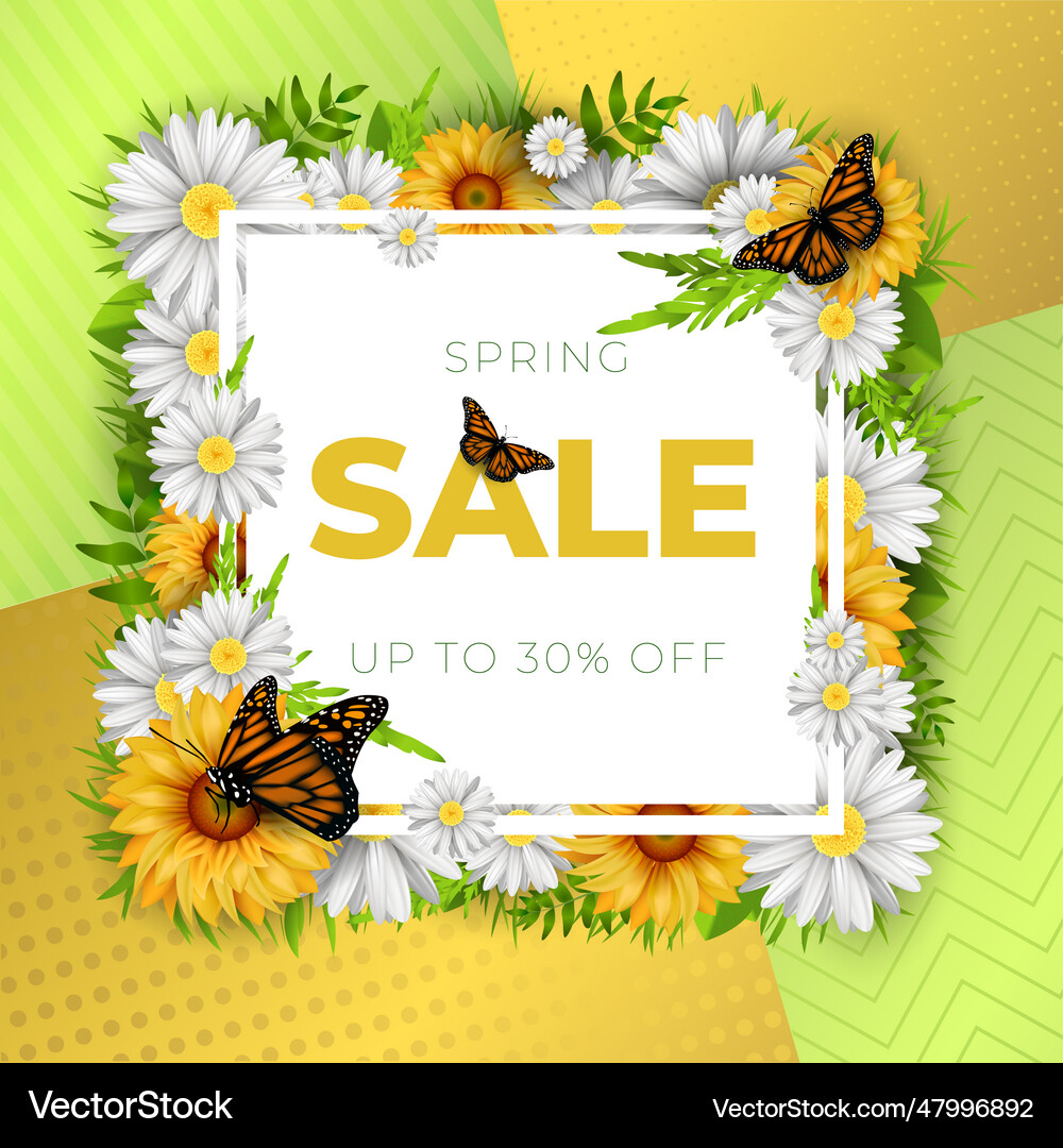 Spring sale background with beautiful colorful Vector Image