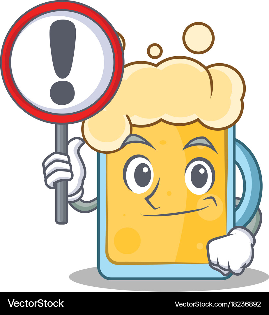With sign beer character cartoon style Royalty Free Vector