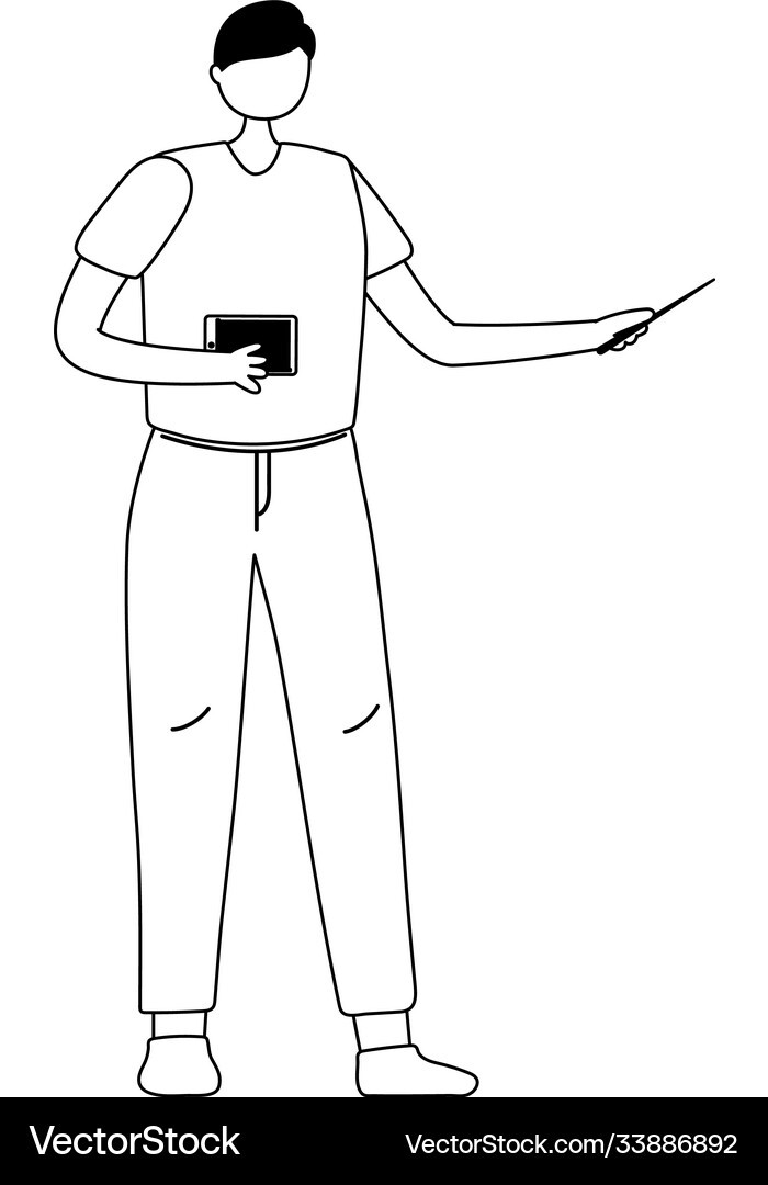 Young man with smartphone in hand isolated design Vector Image