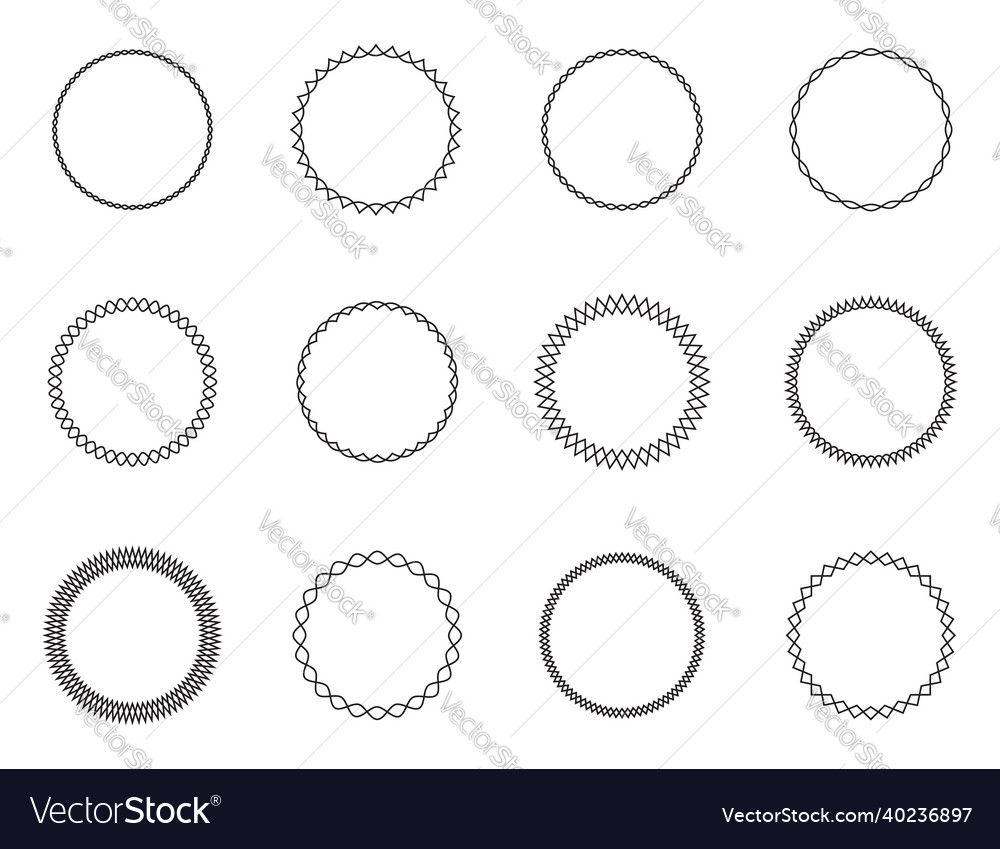 Abstract round frames set black on white Vector Image