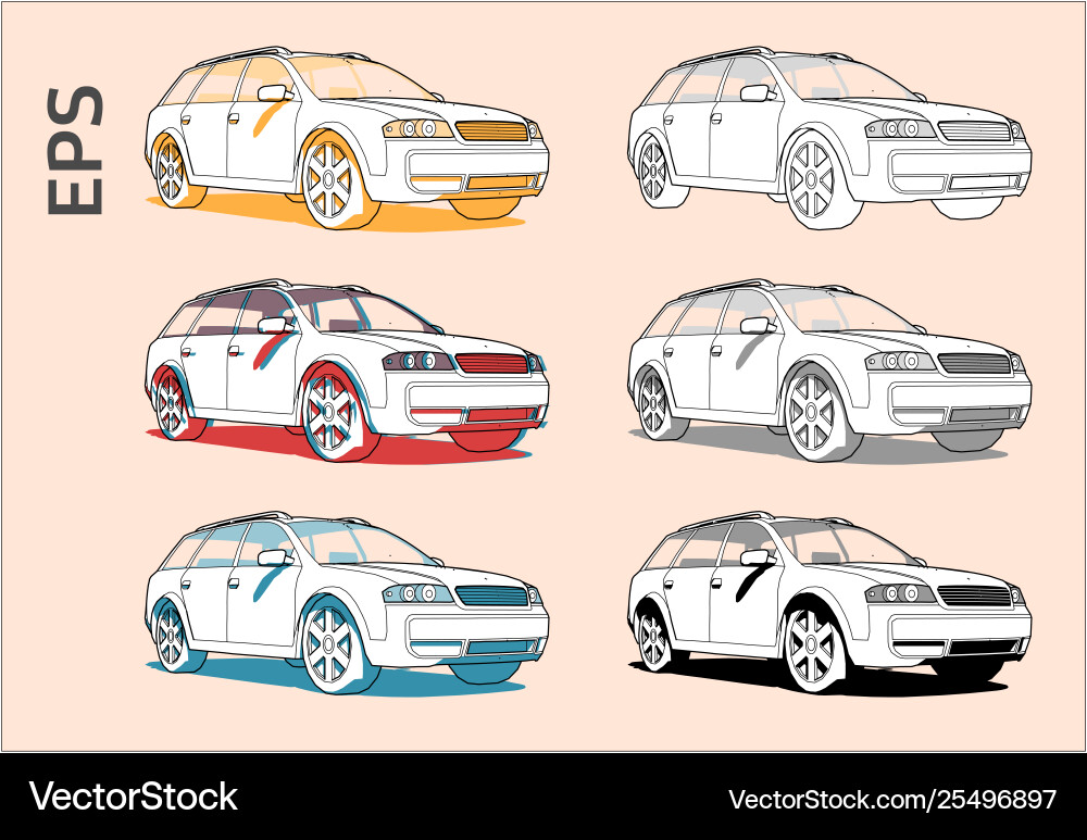 Car icons set for architectural drawing and Vector Image