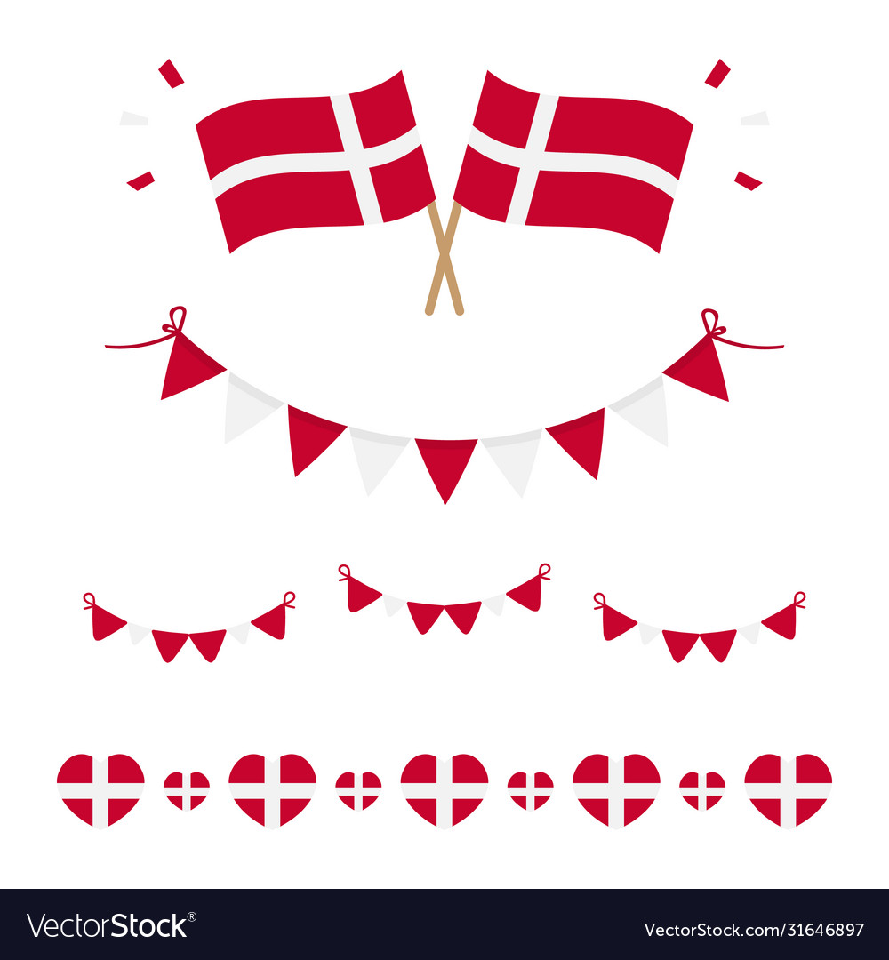 Denmark flags borders set collection Royalty Free Vector