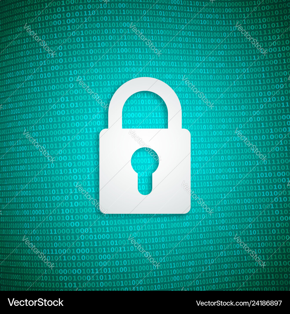 Digital security lock on binary background Vector Image