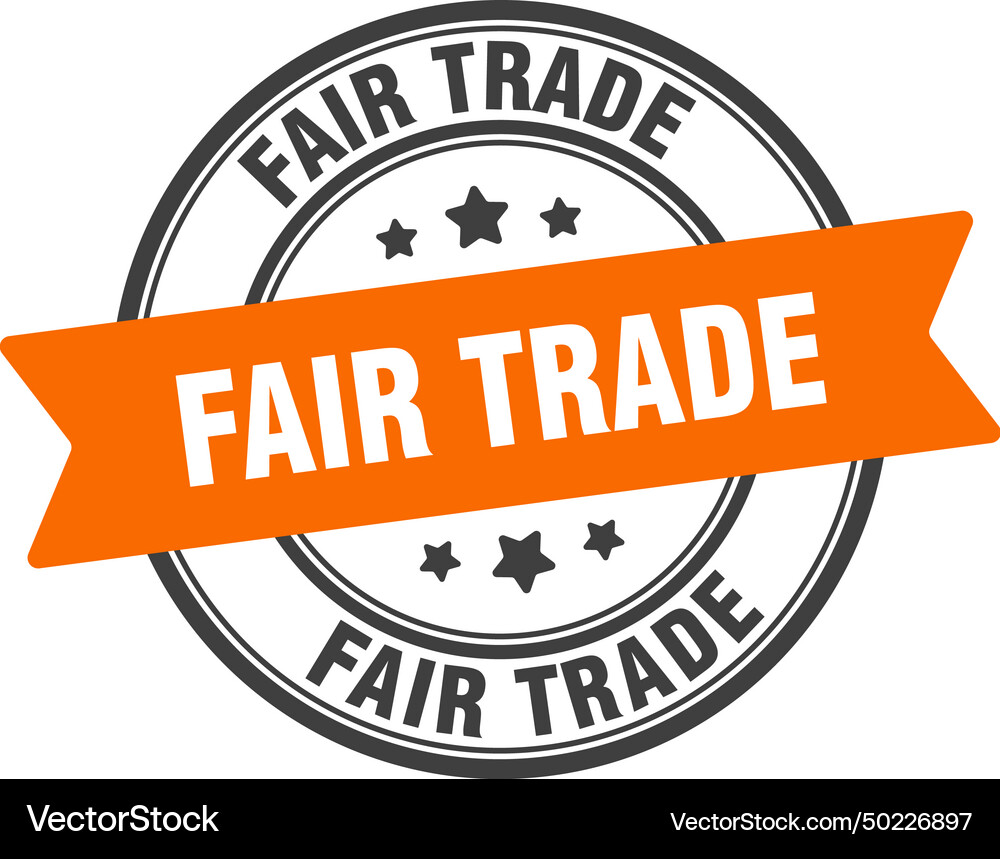 Fair trade stamp label on transparent Royalty Free Vector