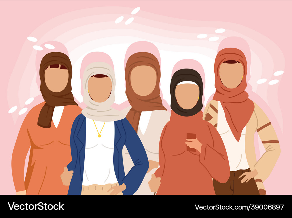 Five muslim community women Royalty Free Vector Image
