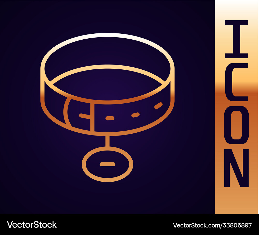 Gold line collar with name tag icon isolated Vector Image