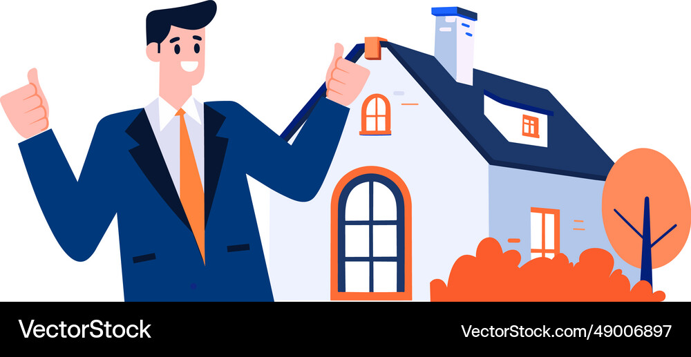 Hand drawn real estate agent character in flat Vector Image