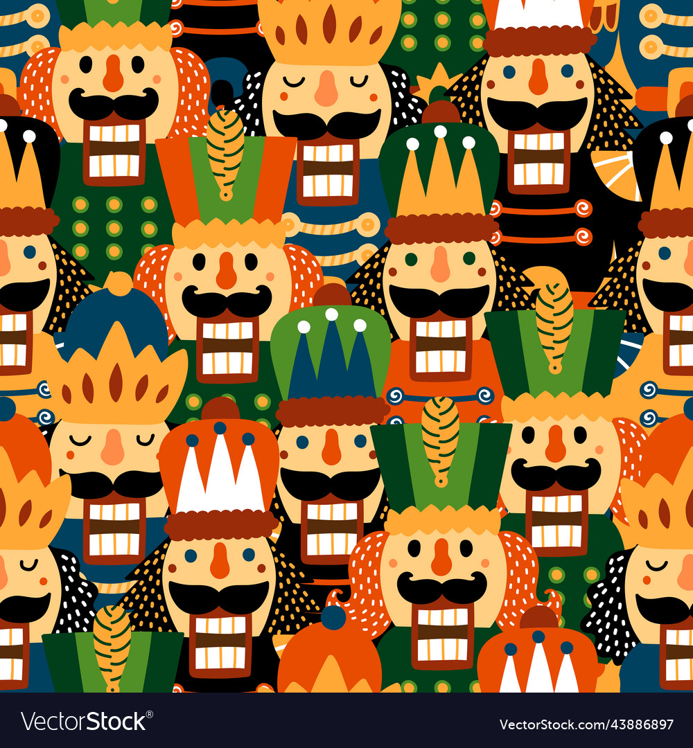 Nutcracker christmas seamless pattern Royalty Free Vector