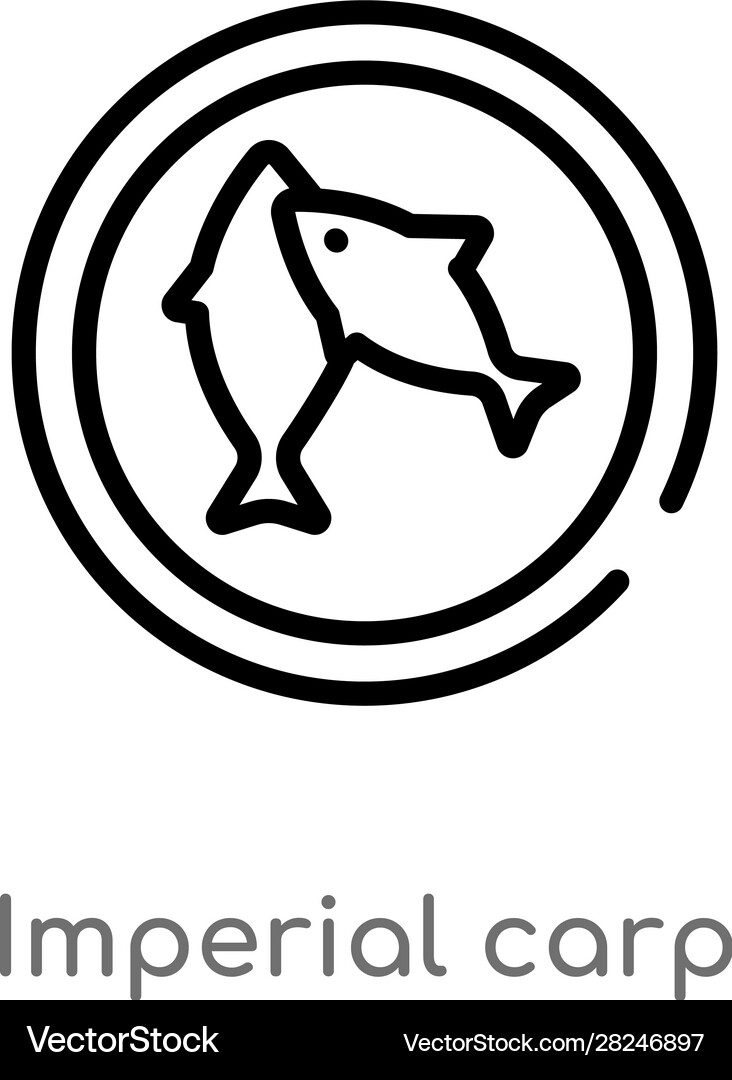 Outline imperial carp icon isolated black simple Vector Image