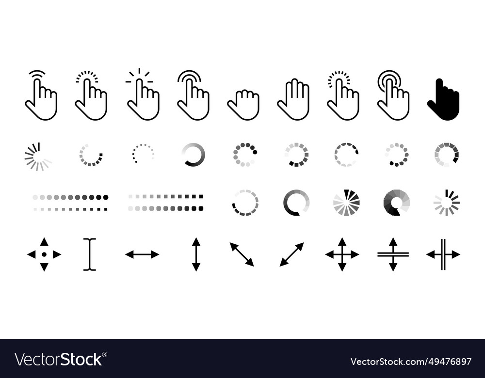 Pointer and loading icons computer cursor arrow Vector Image