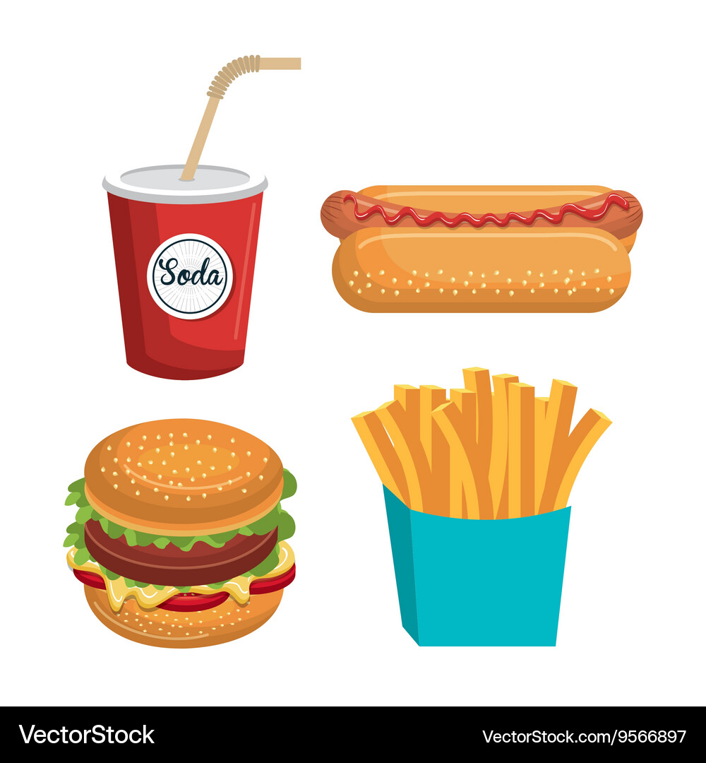 Set fast food isolated icon design Royalty Free Vector Image