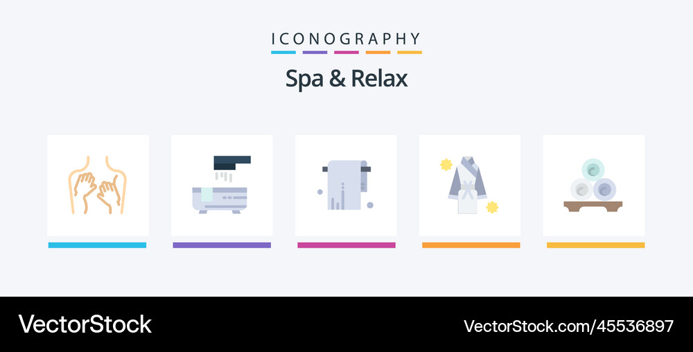 Spa and relax flat 5 icon pack including robe Vector Image