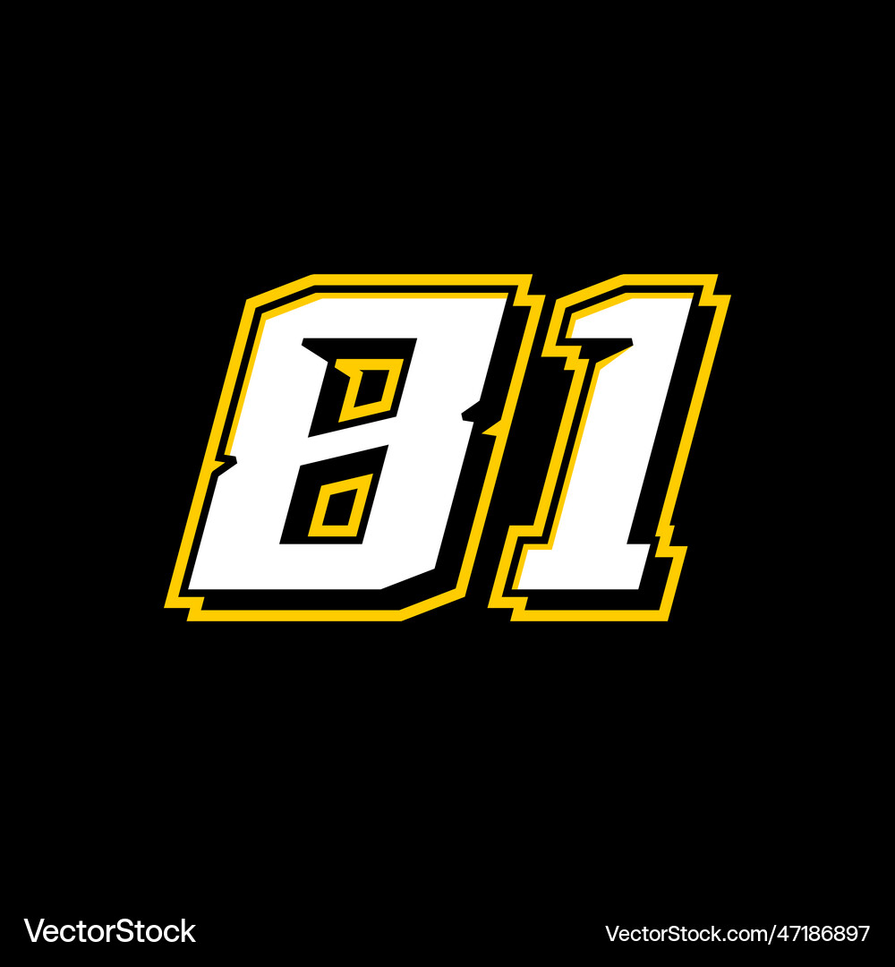 Sport racing number template 81 Royalty Free Vector Image