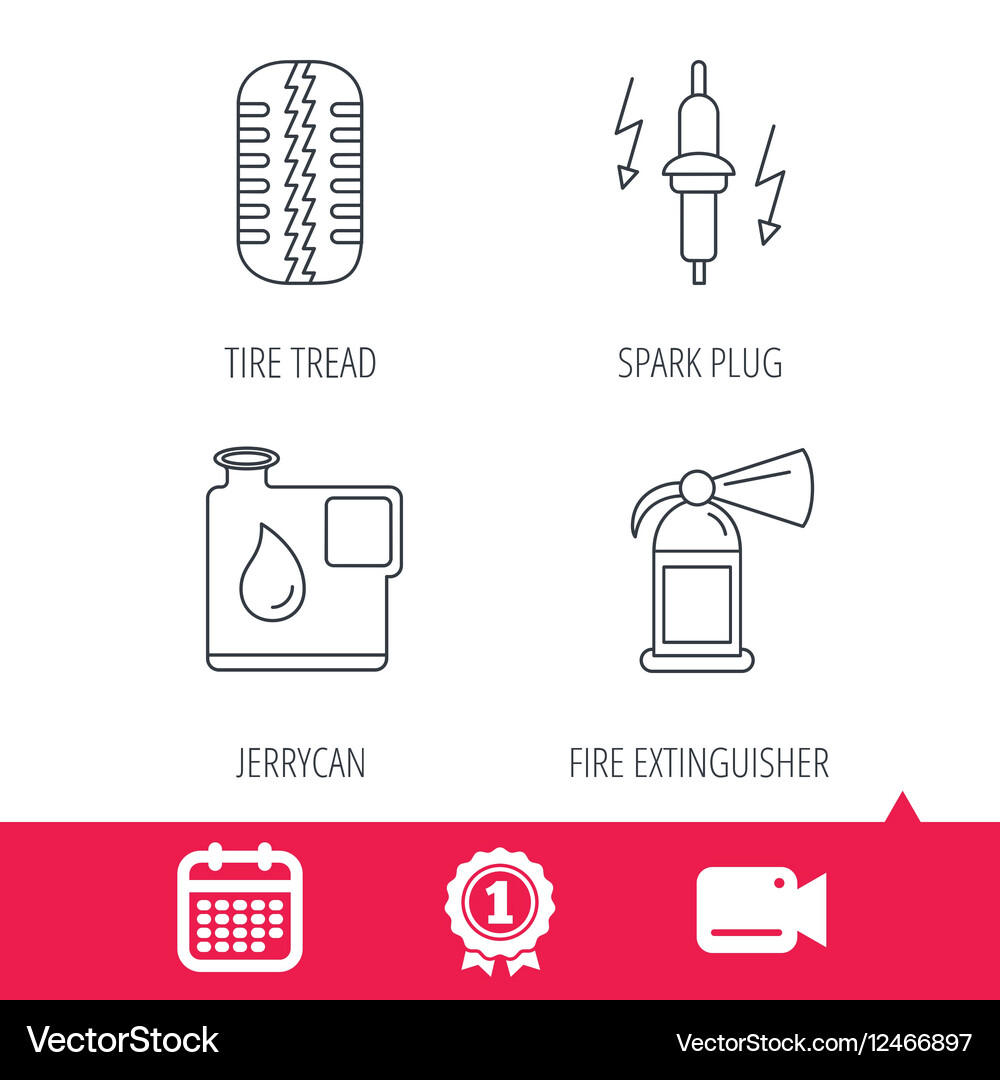 Wheel fire extinguisher and spark plug icons Vector Image