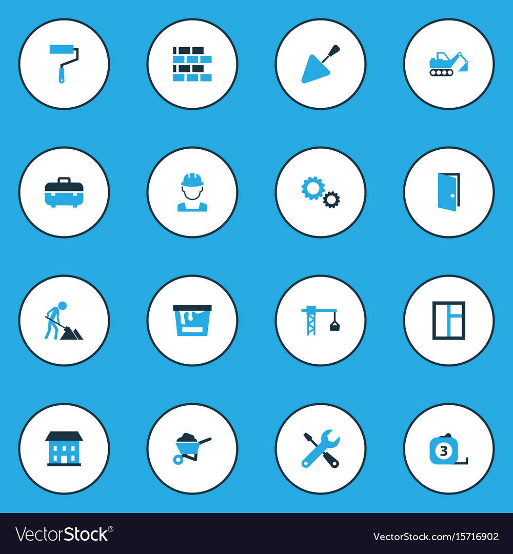 Architecture colorful icons set collection Vector Image