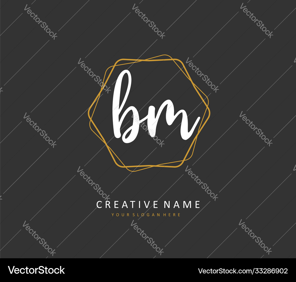 B m bm initial letter handwriting and signature Vector Image