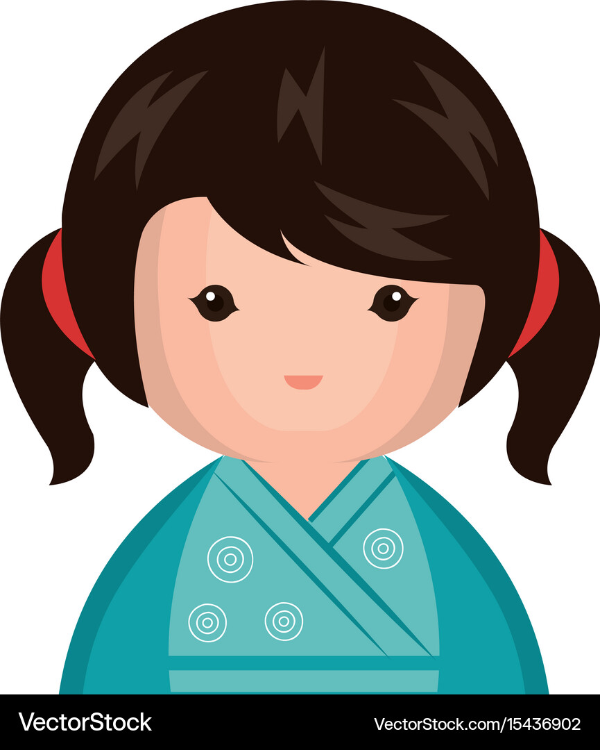 Cute little japanese doll Royalty Free Vector Image