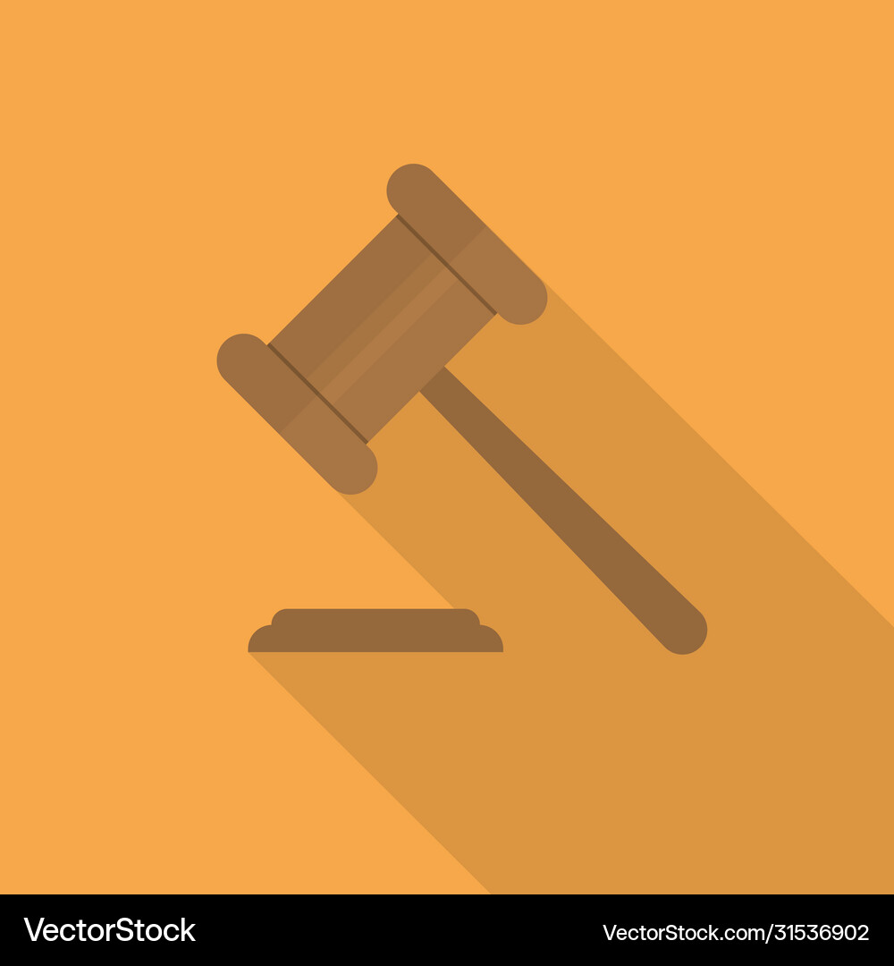 Gavel judge in a flat style icon Royalty Free Vector Image
