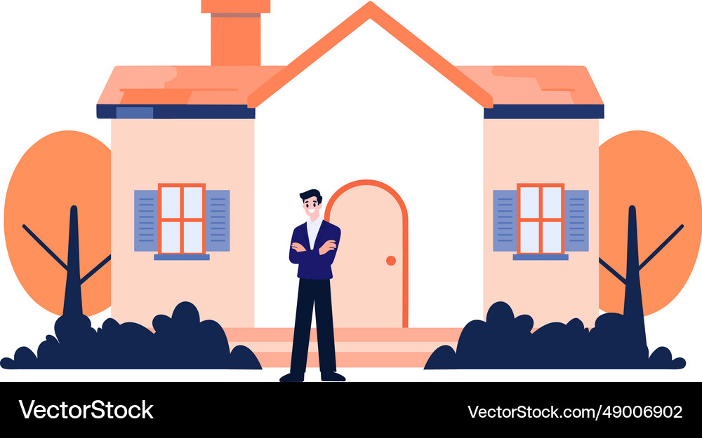 Hand drawn real estate agent character in flat Vector Image