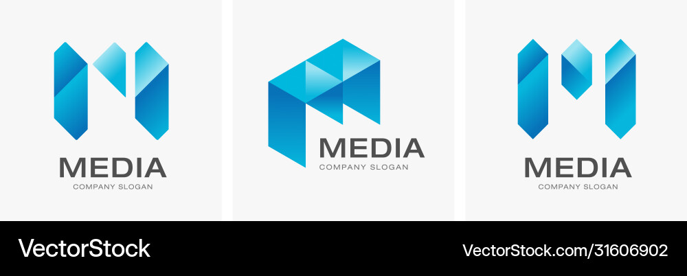 Letter m concept media technology logo design vect