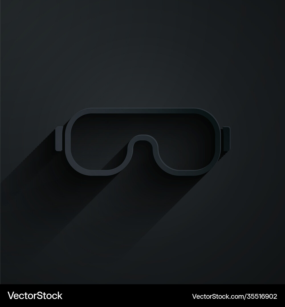 Paper cut ski goggles icon isolated on black Vector Image