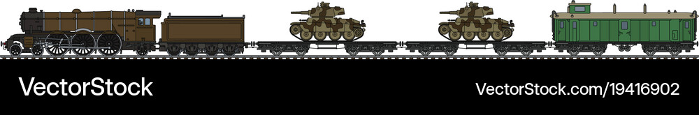 Vintage military steam train Royalty Free Vector Image