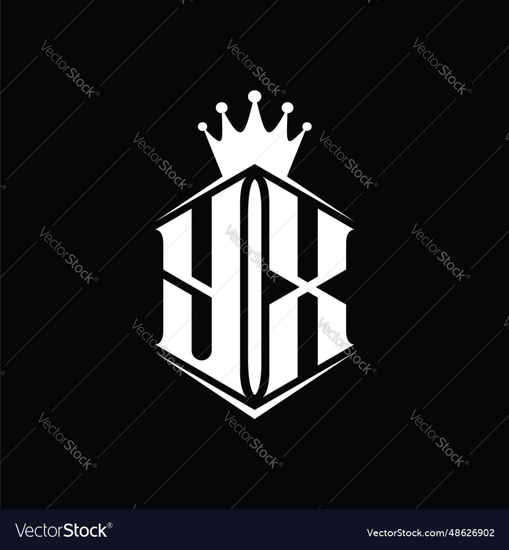 Yx letter logo monogram hexagon shield shape Vector Image