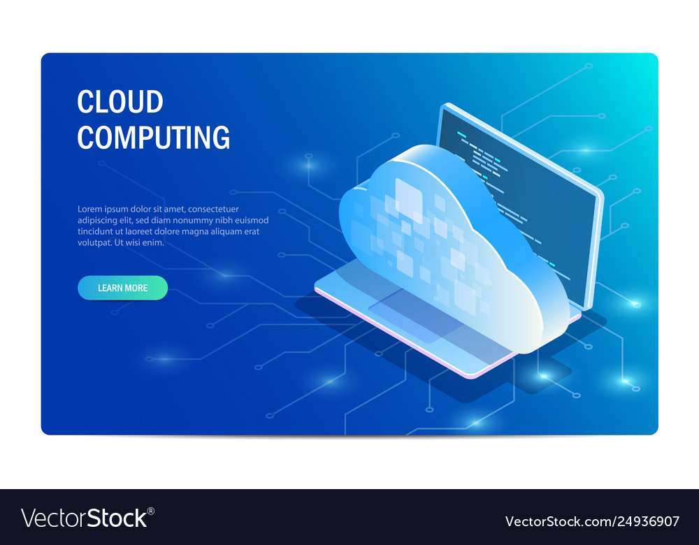 Cloud computing isometric concept laptop Vector Image