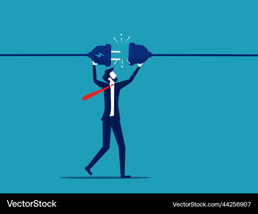 Connection or synergy businessman connecting Vector Image