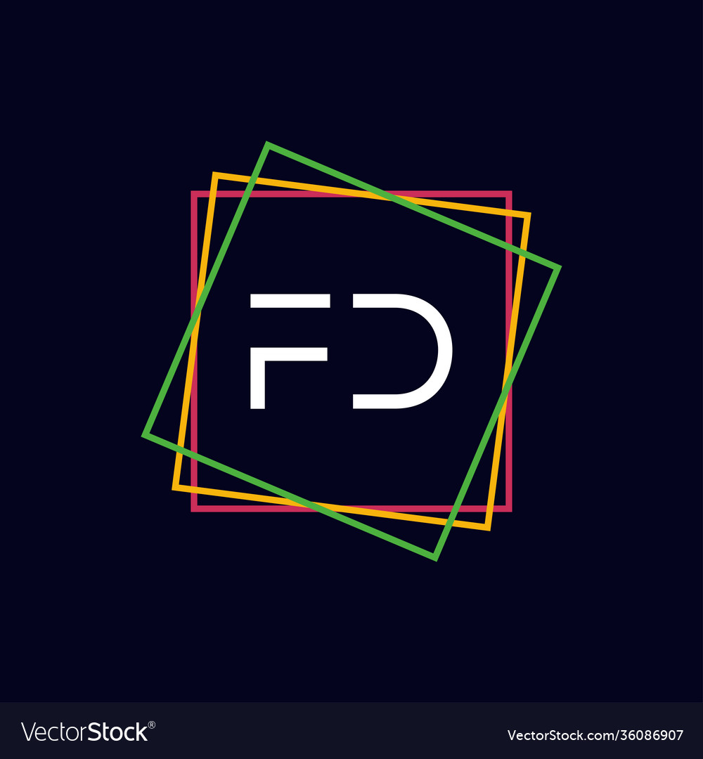 Creative initial letter fd square logo design Vector Image