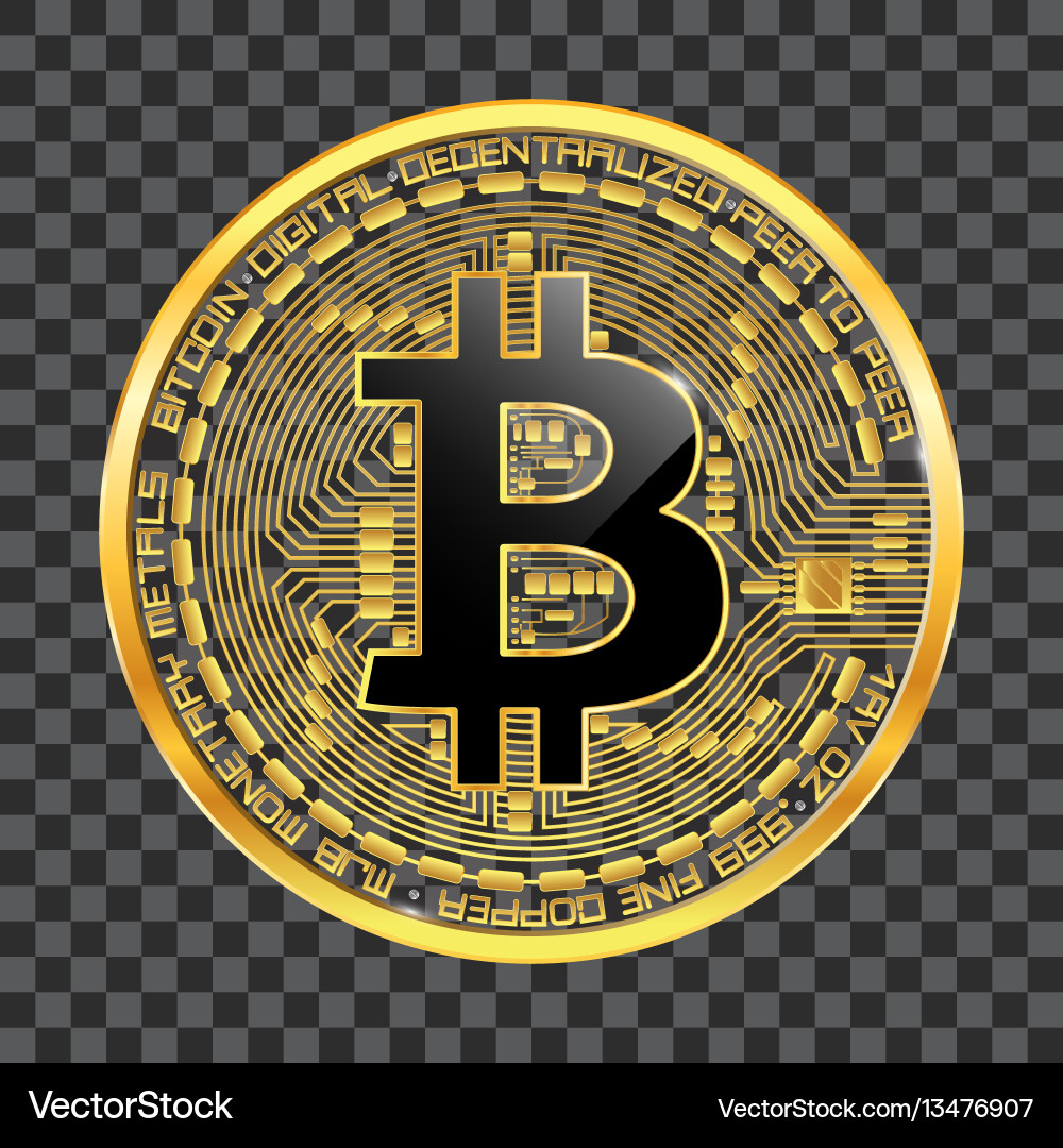 Crypto currency bitcoin golden symbol Royalty Free Vector