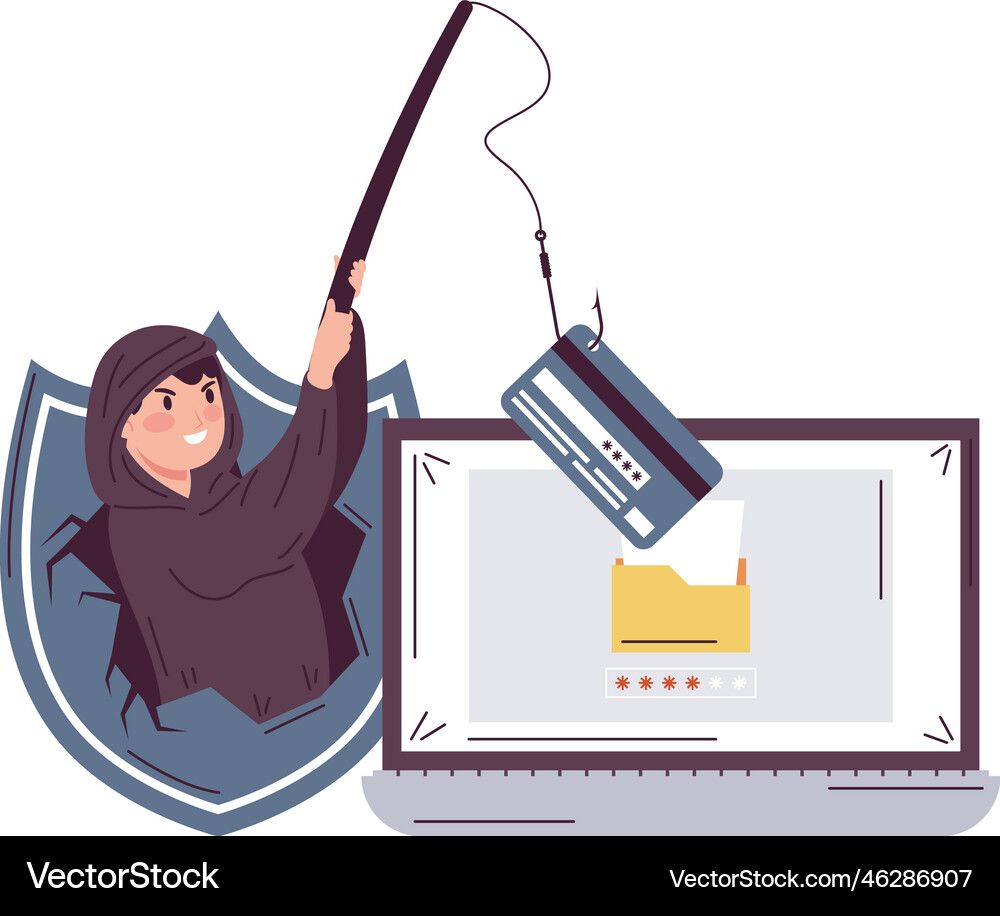 Hacker fishing credit card Royalty Free Vector Image