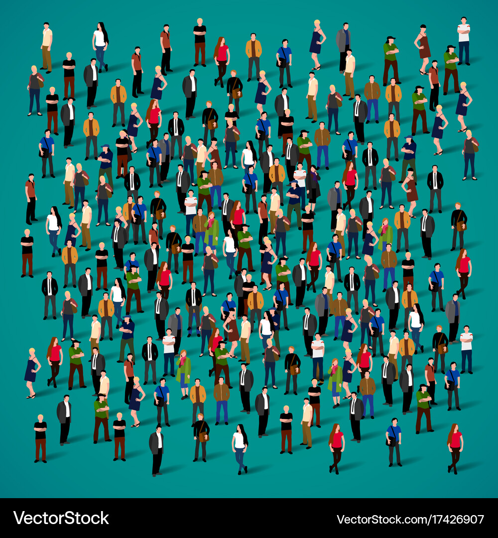 Large group of people crowded on white background Vector Image