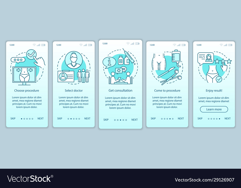 Physician office visit onboarding mobile app page Vector Image