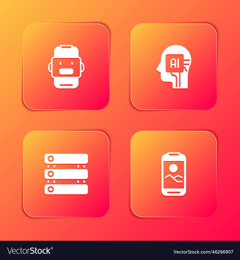 Set chat bot humanoid robot server data and Vector Image