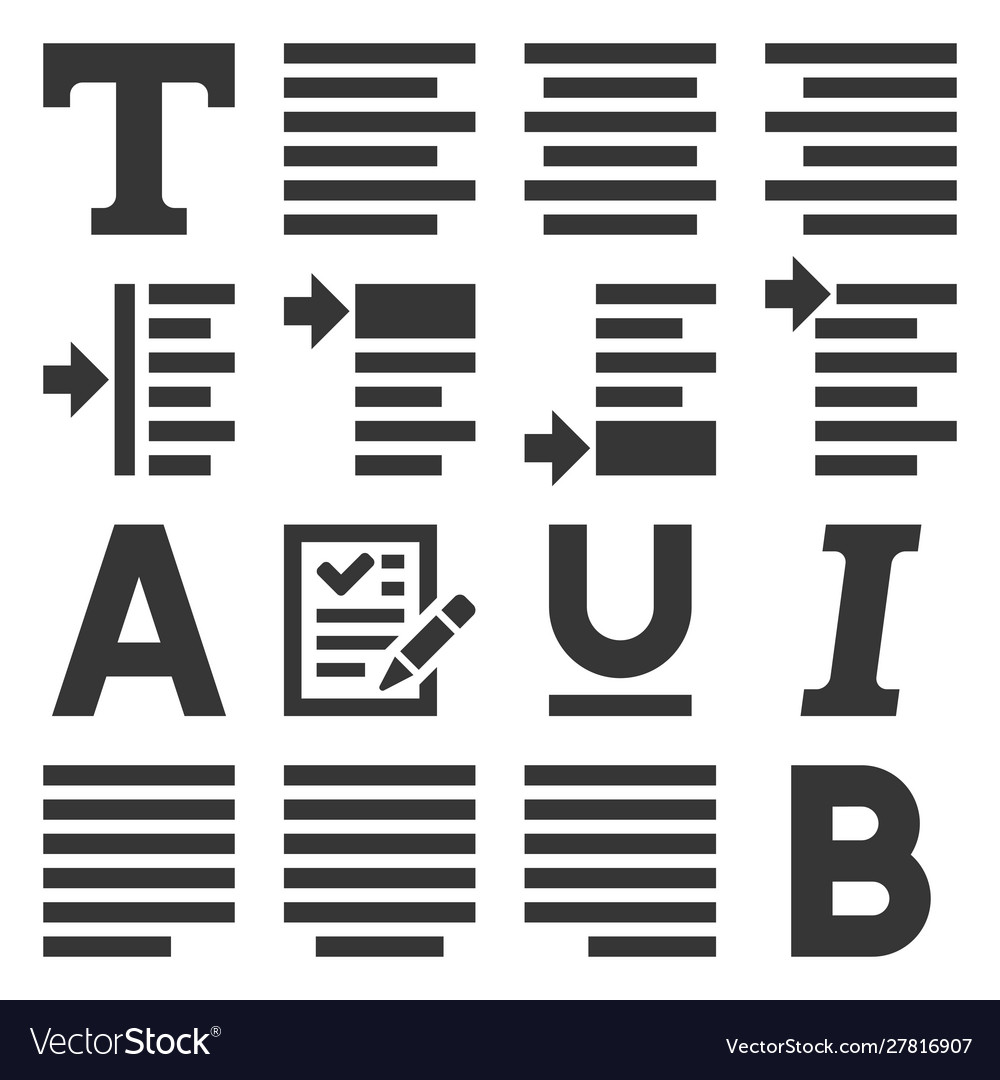 Text write and edit icons set Royalty Free Vector Image