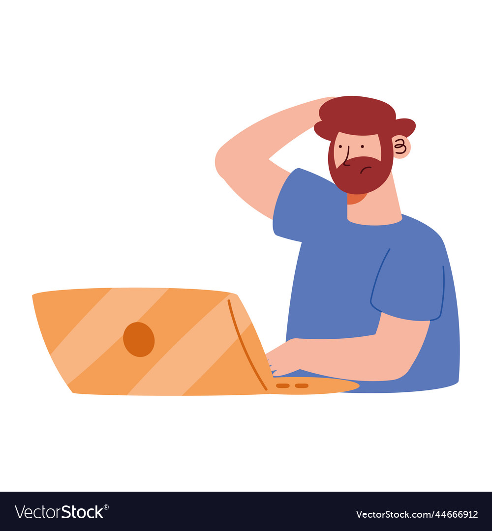 Man using laptop Royalty Free Vector Image - VectorStock