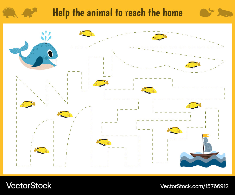 Maze game educational children cartoon Royalty Free Vector