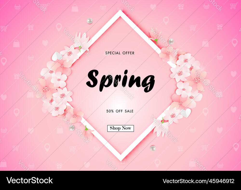 Spring sale background with beautiful flower Vector Image