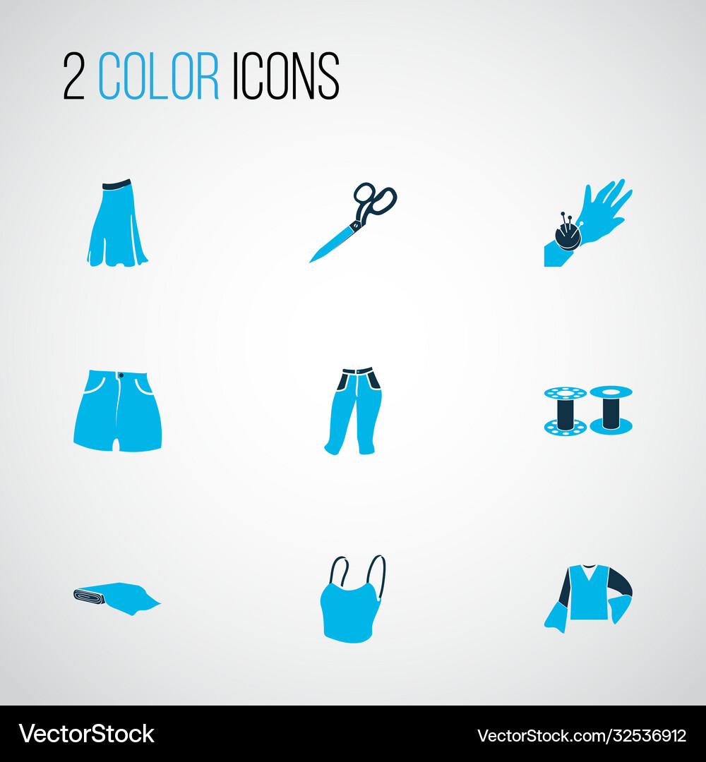 Style icons colored set with cropped top tailor Vector Image